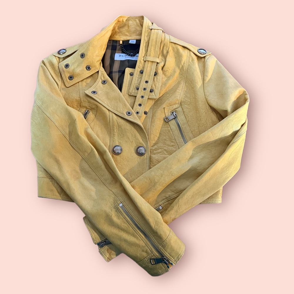 Burberry | Lambskin Yellow Cropped Jacket - Gem